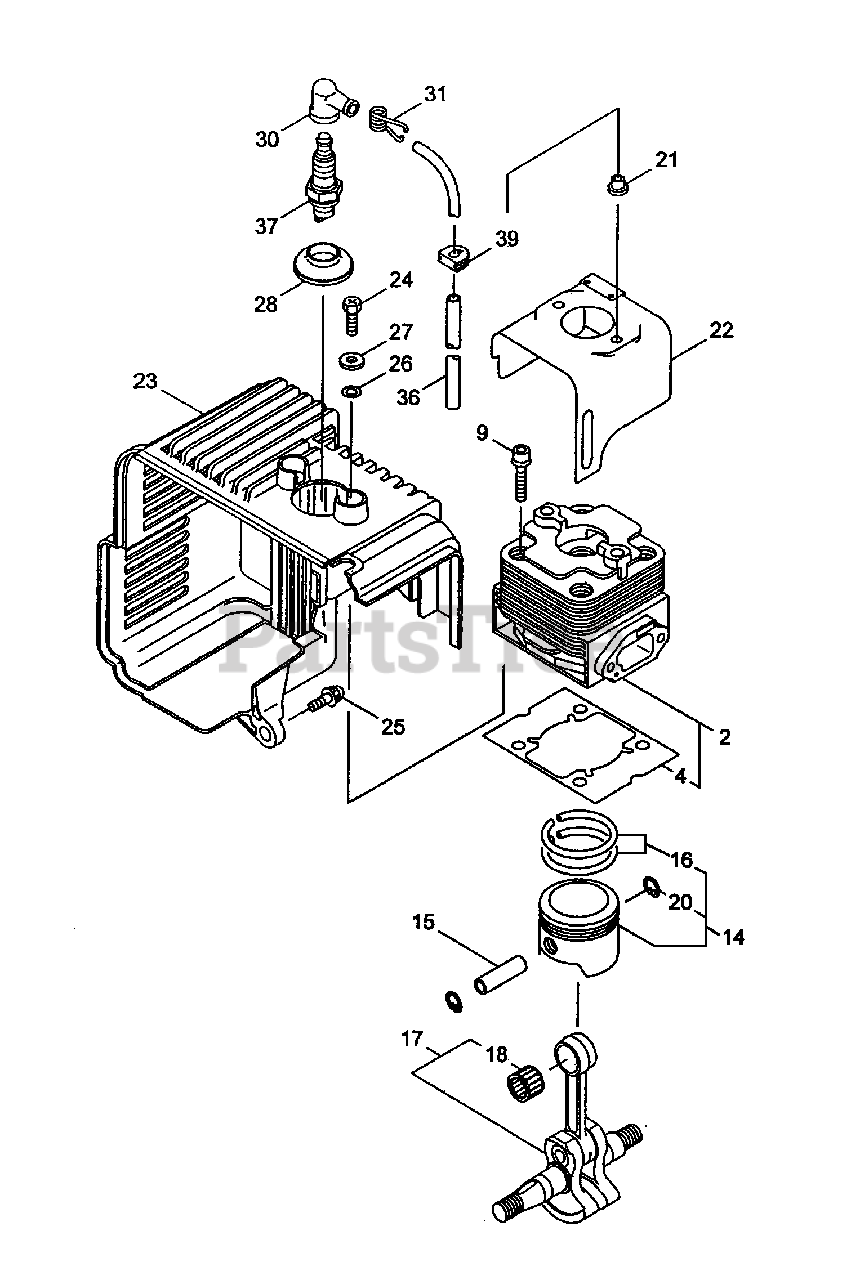 Tanaka TBL-7600 - Tanaka Backpack Blower Cylinder, Piston, Crankshaft ...