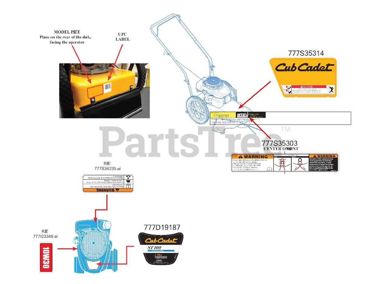 Cub Cadet ST 100 (25A-262J709) - Cub Cadet Wheeled String Trimmer (2017 ... Cub Cadet ST 100 (25A-262J709) - Cub Cadet Wheeled String Trimmer (2017 ...