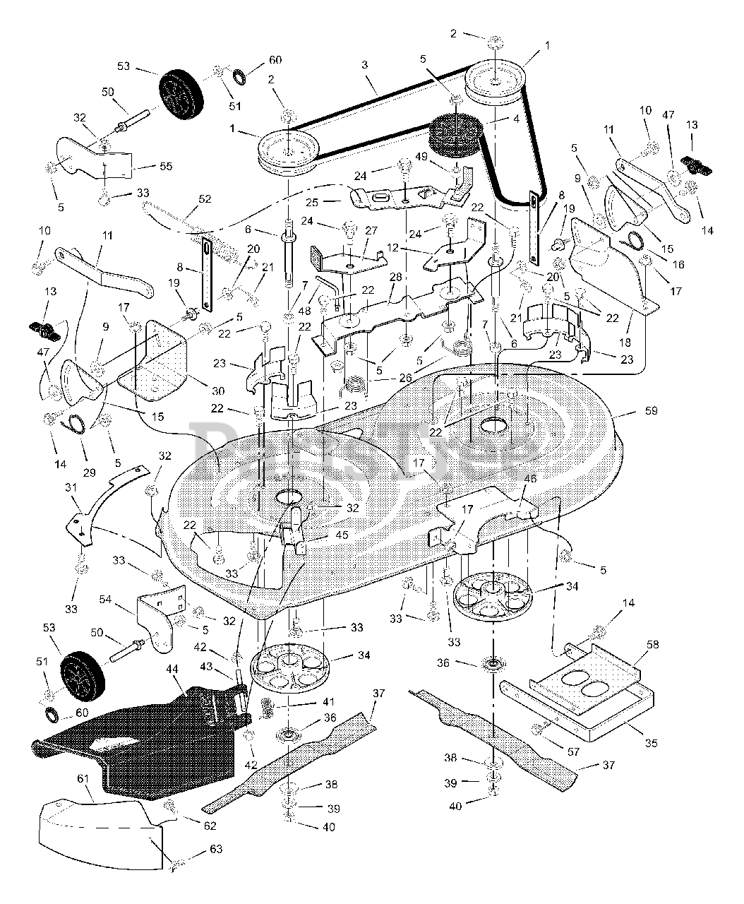 Murray 42571x8A - Murray 42" Lawn Tractor (2000) Mower Housing Parts ...