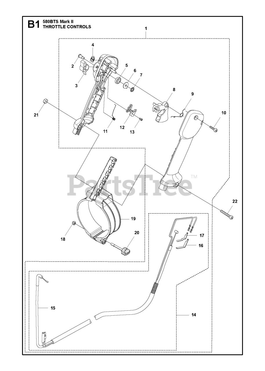 Husqvarna 580 BFS/BTS Mark II - Husqvarna Backpack Blower THROTTLE ...