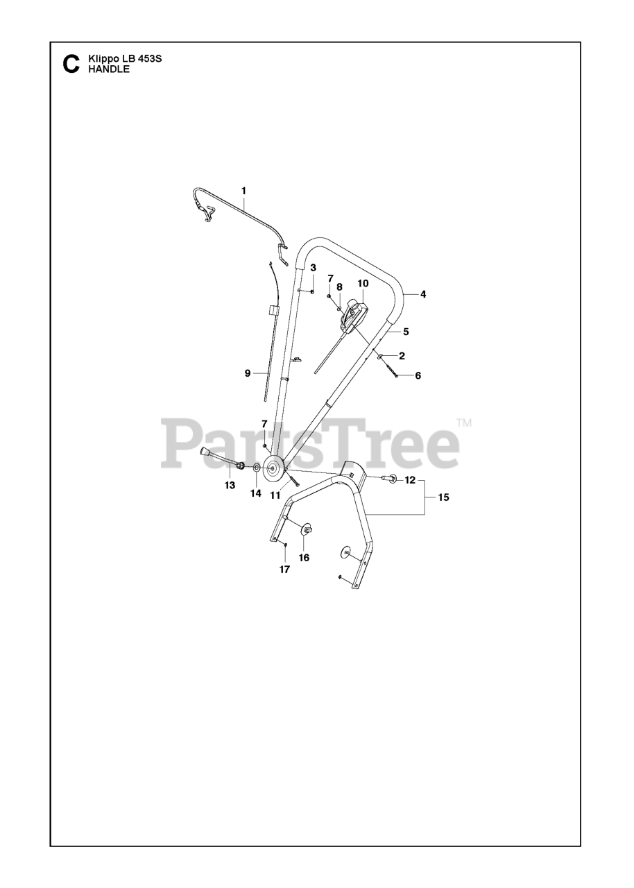 Husqvarna Klippo LB 453 S - Husqvarna Walk-Behind Mower HANDLE Parts ...