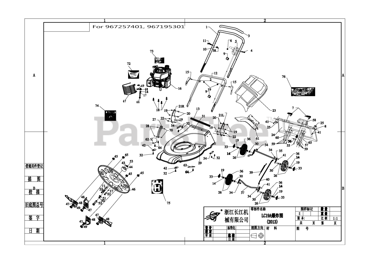 Husqvarna LC 19 A (967257401) - Husqvarna 19" Walk-Behind Mower (2014 ...