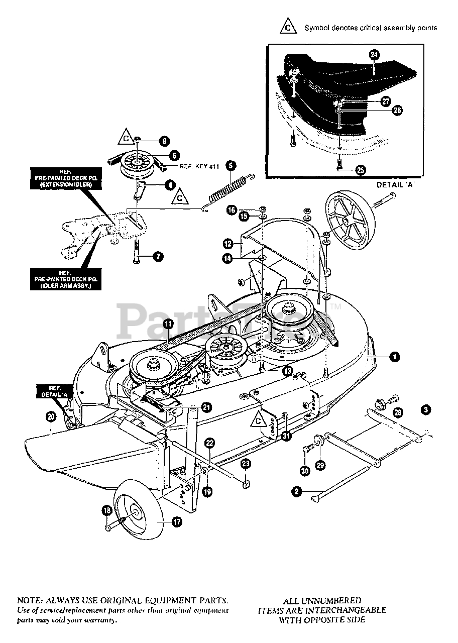 Murray G4315140 - Murray 43" Lawn Tractor (1997) Final Deck Assembly ...