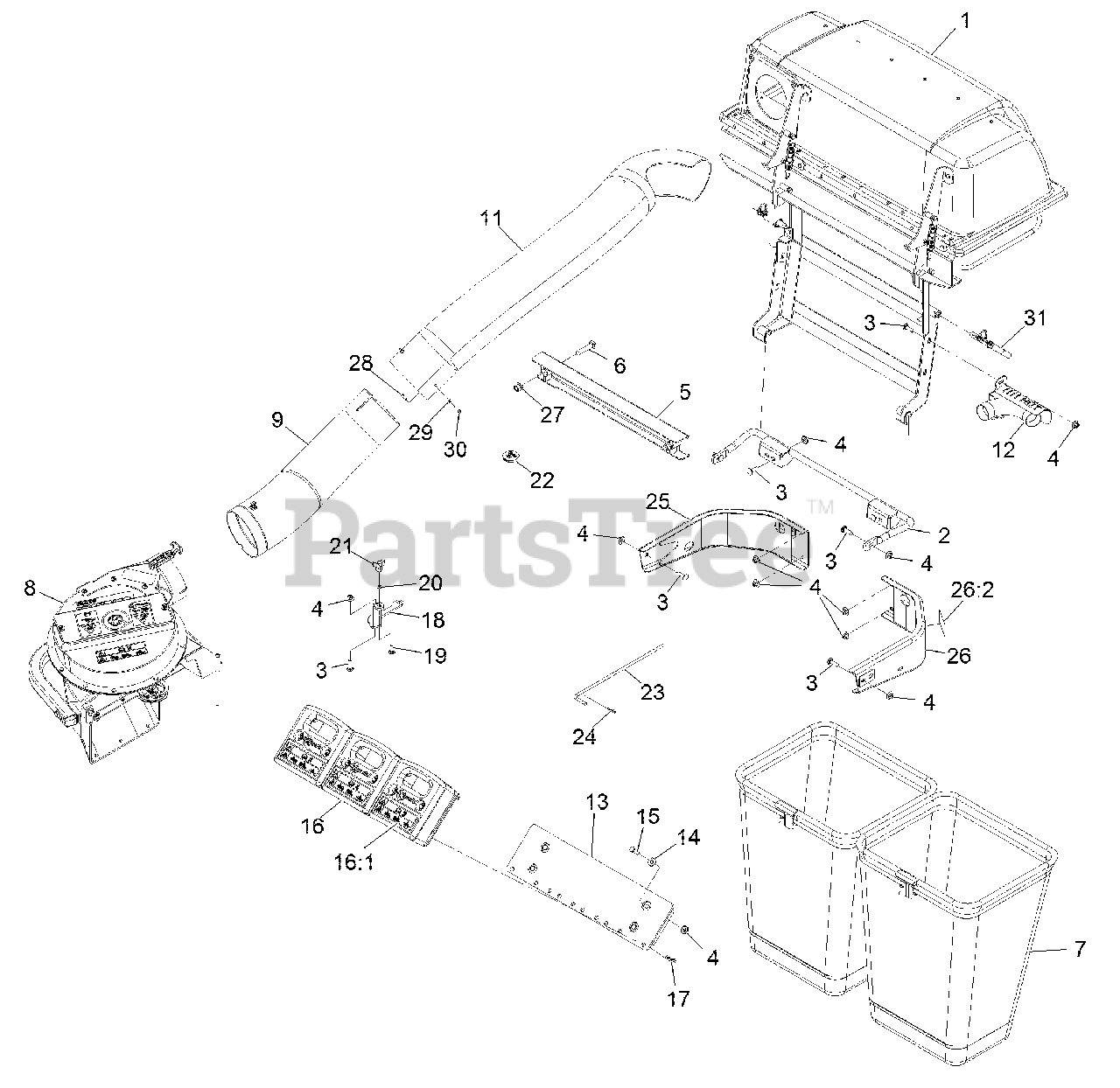 Exmark LZUV2B - Exmark Ultra Vac Twin Bagger for Lazer Z Mower (SN ...