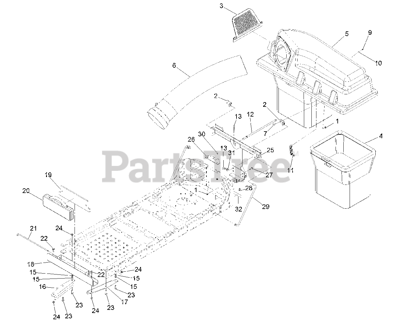 Exmark 126-7510 - Exmark Bagger for 50" Zero-Turn Radius Riding Mower ...
