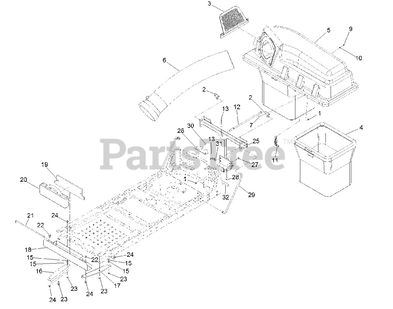 Exmark 126-7509 - Exmark Bagger for 42" Zero-Turn Radius Riding Mower ...