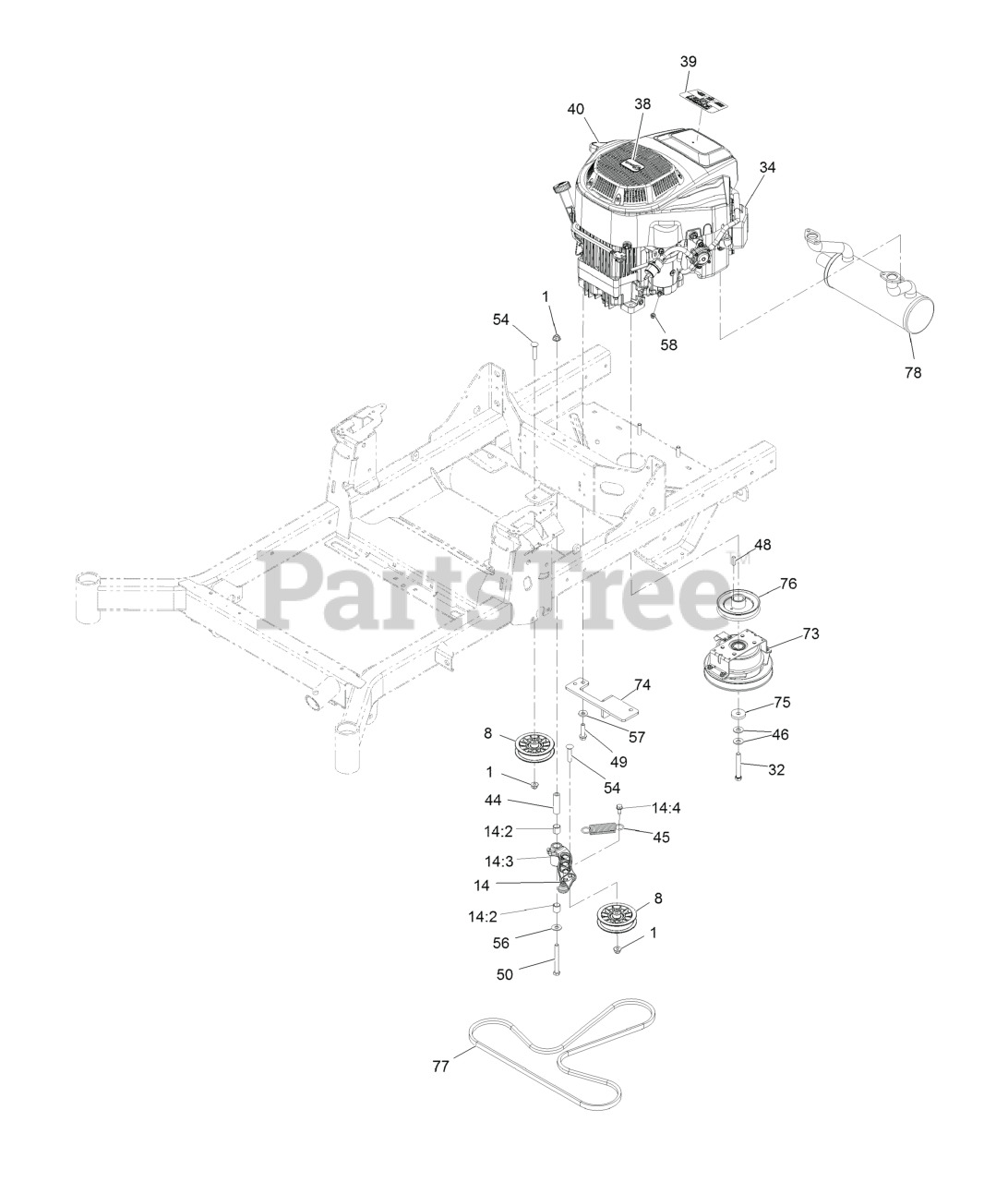 Exmark RAE708GEM44300 - Exmark 44" Radius E-Series Zero-Turn Mower ...