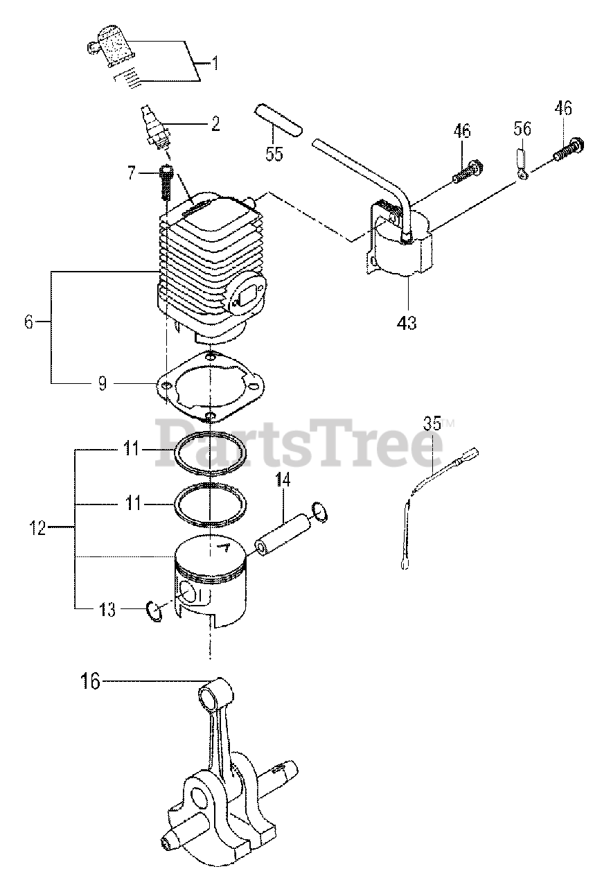 Tanaka TBC-2500 - Tanaka String Trimmer Cylinder, Piston, Crankshaft ...