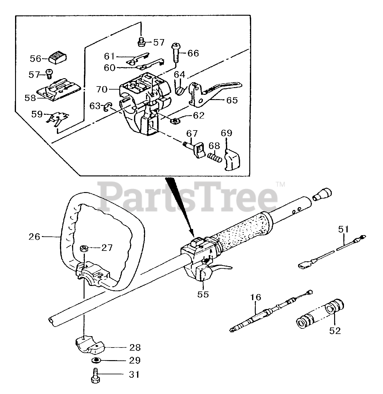 Tanaka TBC-2251 - Tanaka String Trimmer Handle, Throttle Lever Parts ...
