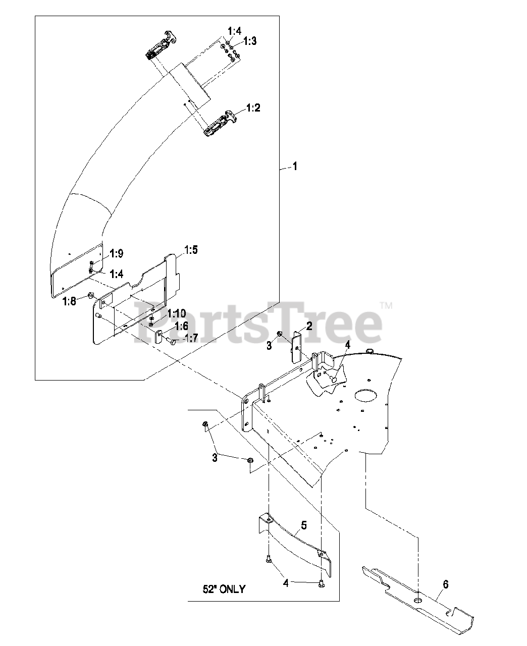 Exmark 109-5200 - Exmark Ultra Vac Bagger for Quest Mower (SN: 670000 ...