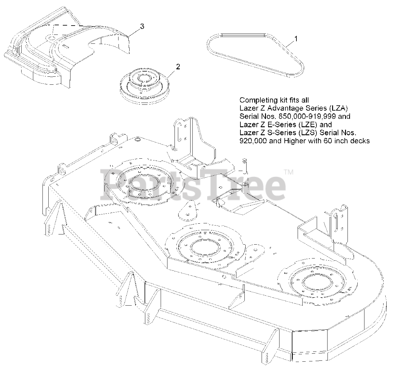Exmark LZUV3B - Exmark Ultra Vac Triple Bagger for Lazer Z Mower (SN ...