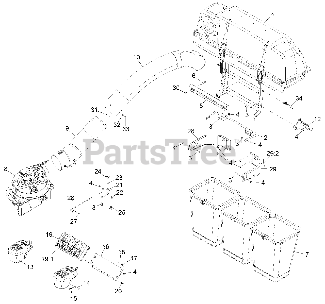 Exmark LZUV3B - Exmark Ultra Vac Triple Bagger for Lazer Z Mower (SN ...