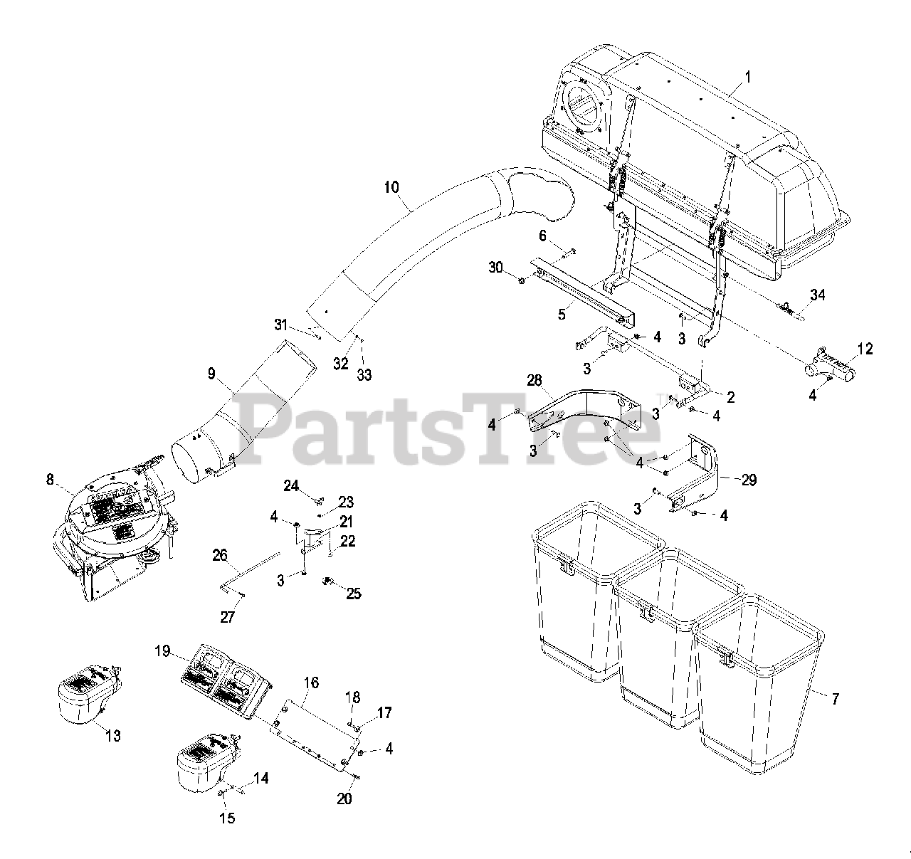 Exmark LZUV3B - Exmark Ultra Vac Triple Bagger for Lazer Z Mower (SN ...