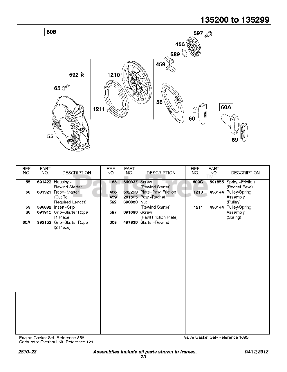 Briggs & Stratton 135292-0158-02 - Briggs & Stratton Horizontal Engine ...