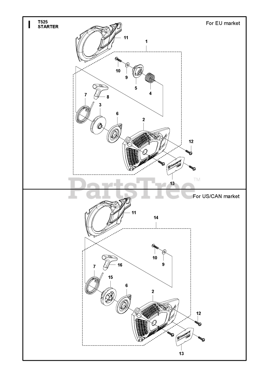 Husqvarna T 525 - Husqvarna Chainsaw STARTER Parts Lookup with Diagrams ...