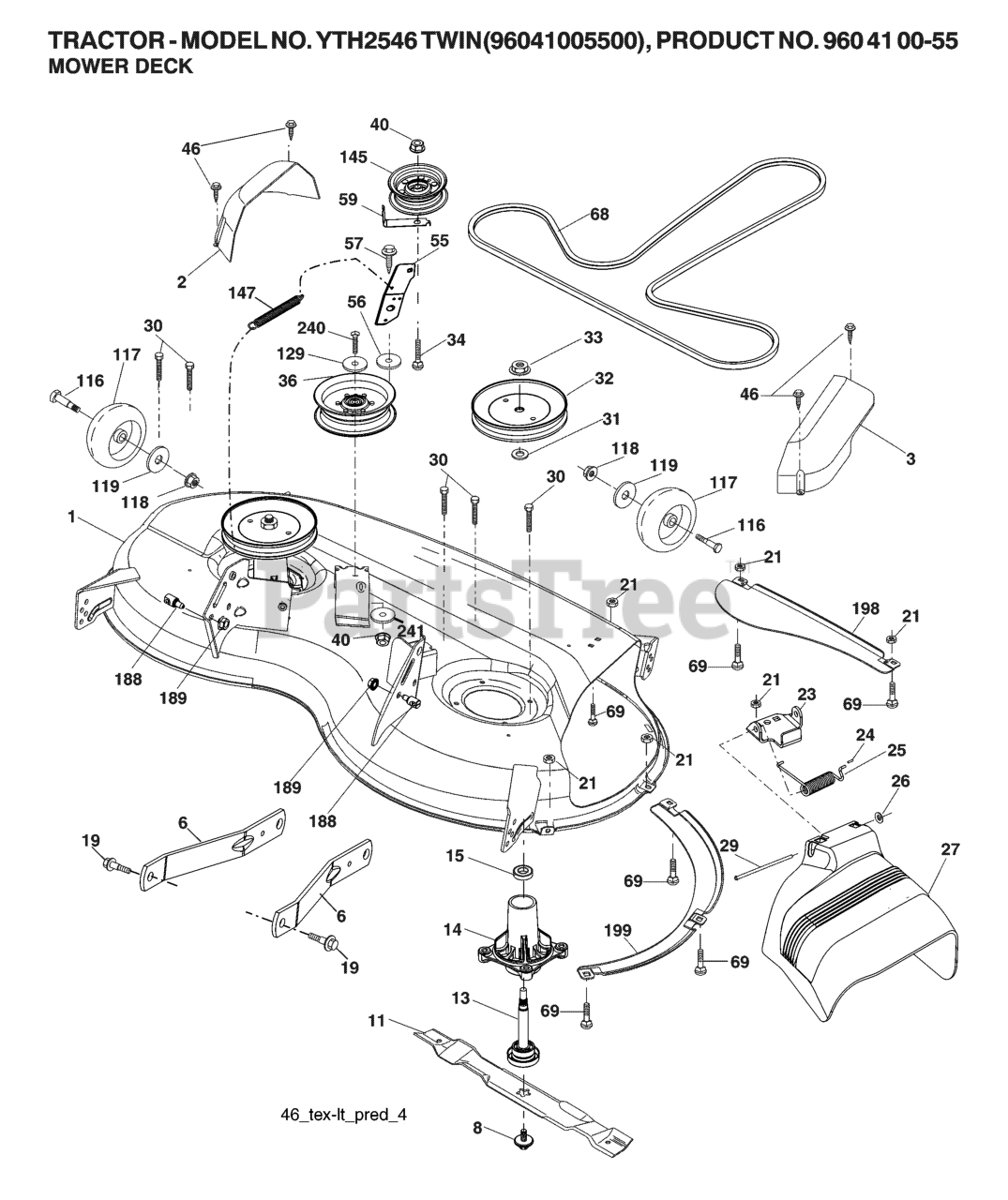 Husqvarna YTH 2546 (960410055-00) - Husqvarna 46" Yard Tractor (2007-04 ...