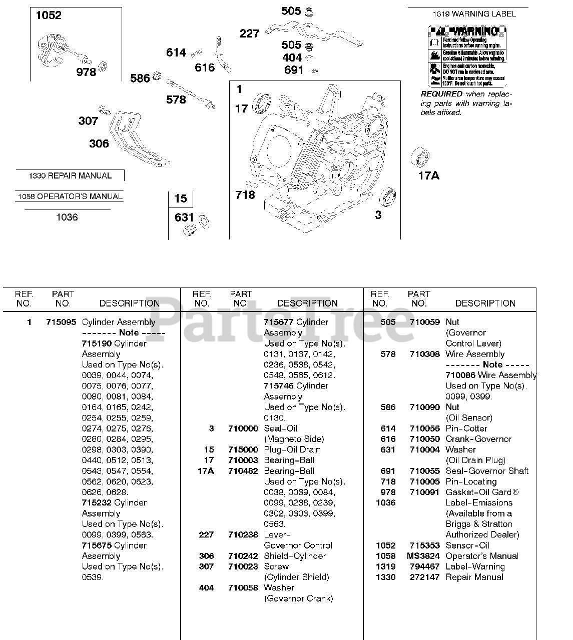 Briggs & Stratton 185432-0242-E1 - Briggs & Stratton Horizontal Engine ...