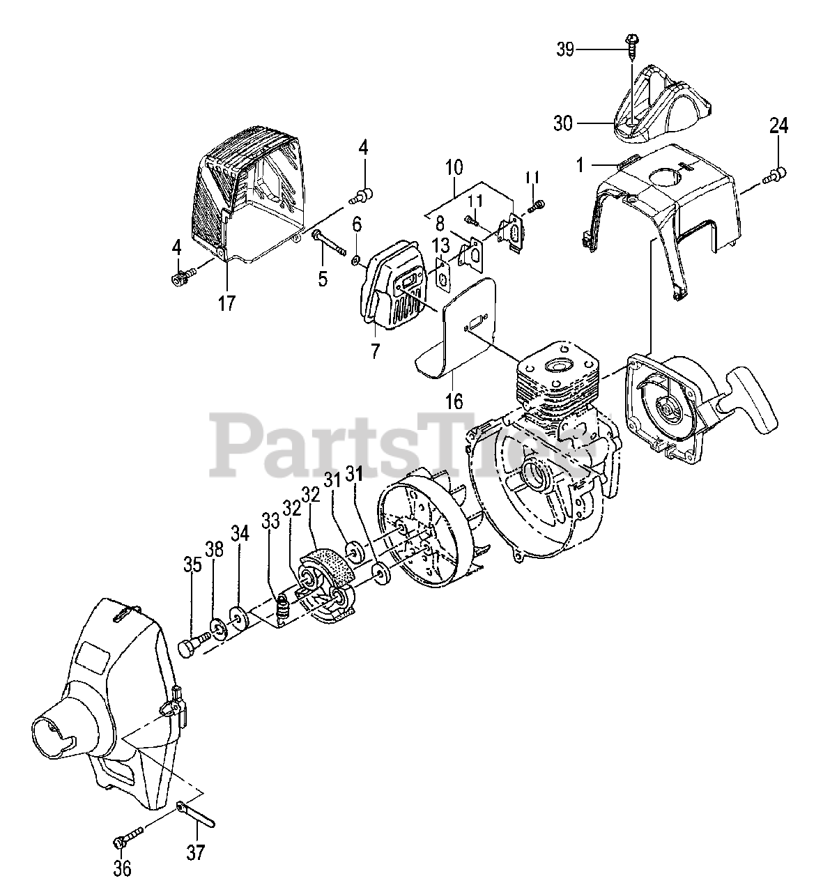 Tanaka TBC-255PF - Tanaka String Trimmer Muffler, Clutch & Cover Parts ...