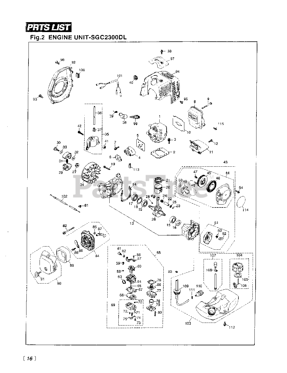 RedMax SGC 2300 DL - RedMax Reciprocator Trimmer (SN: 500101 & Above ...