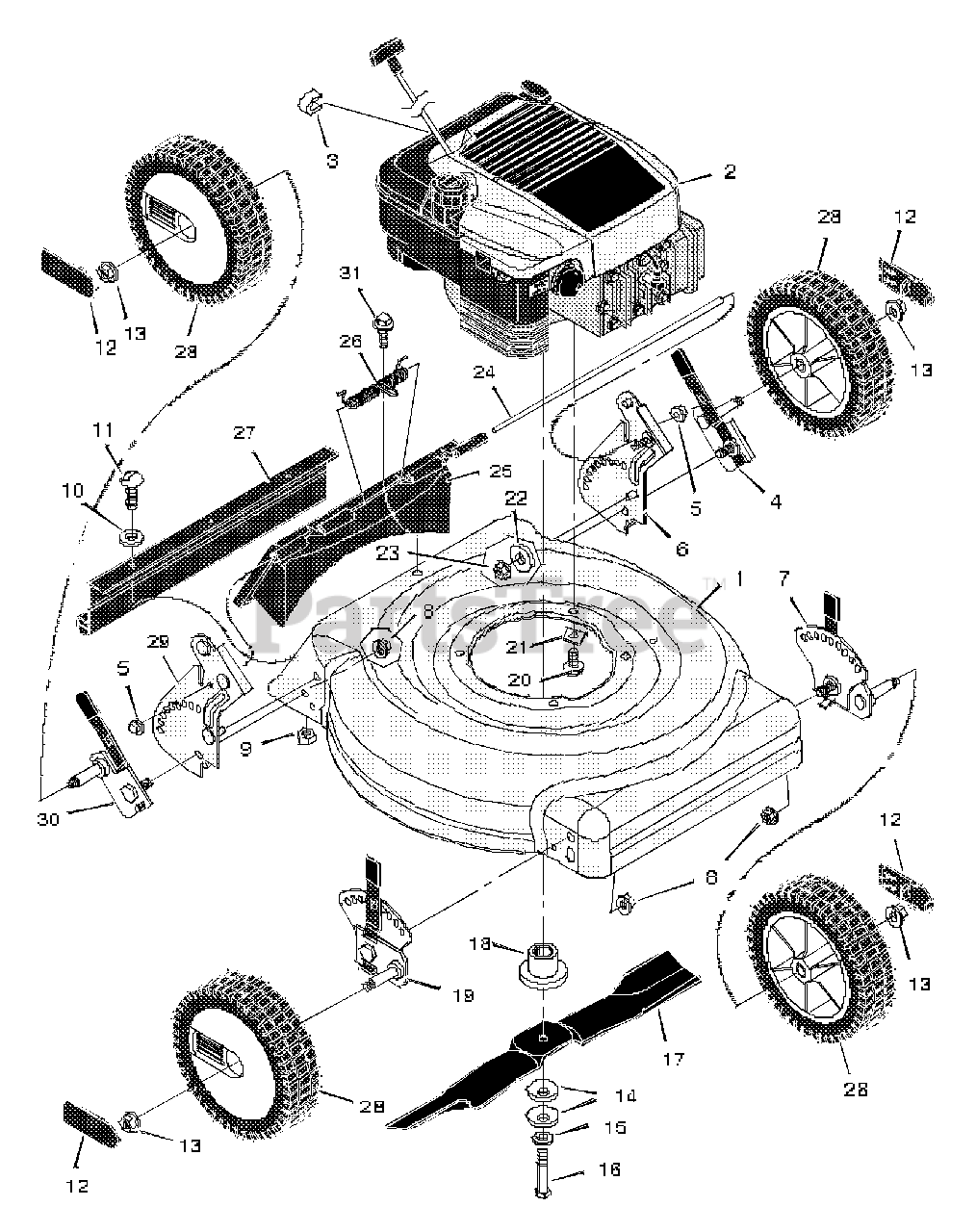 Murray 20405x50A - Murray 20" Walk-Behind Mower (1997) Mower Housing ...