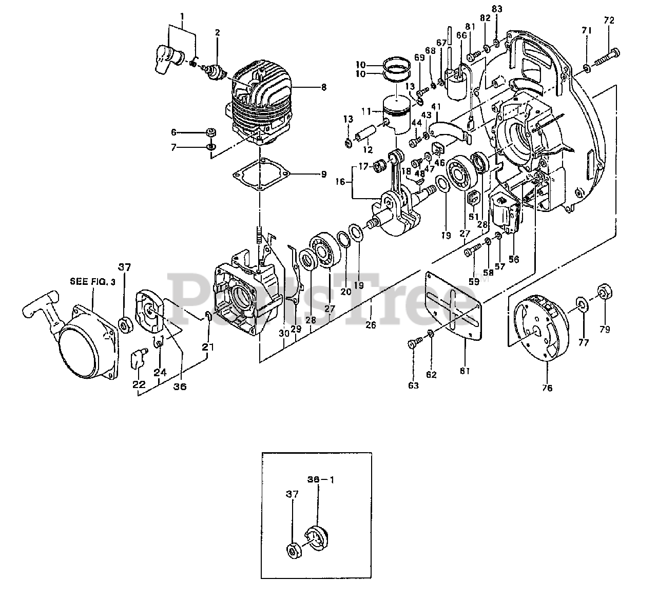 Tanaka TBL-4600 - Tanaka Backpack Blower Engine / Cylinder, Piston ...