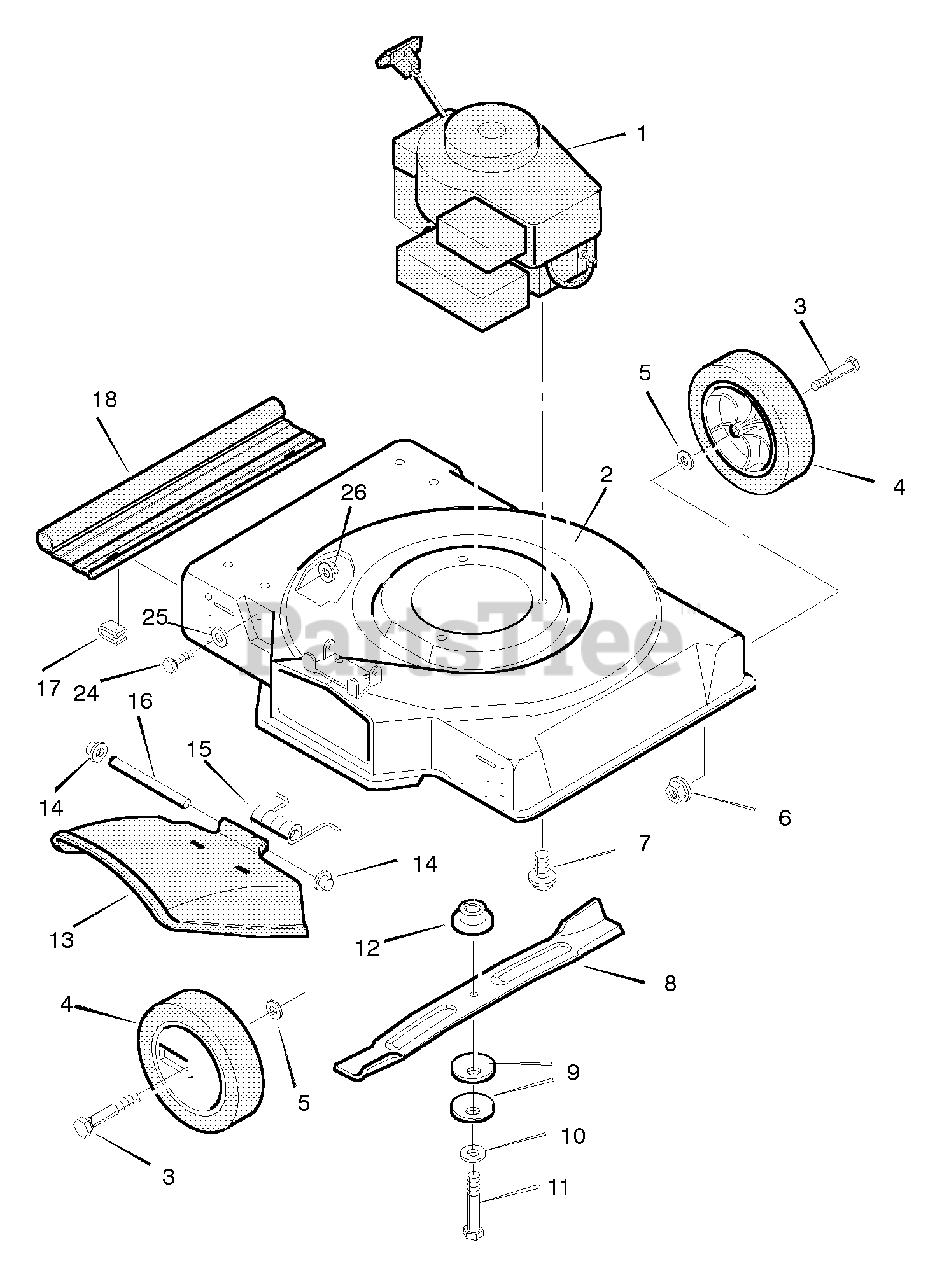 Murray 20223B - Murray 20" Walk-Behind Mower (1996) Mower Deck Assembly ...