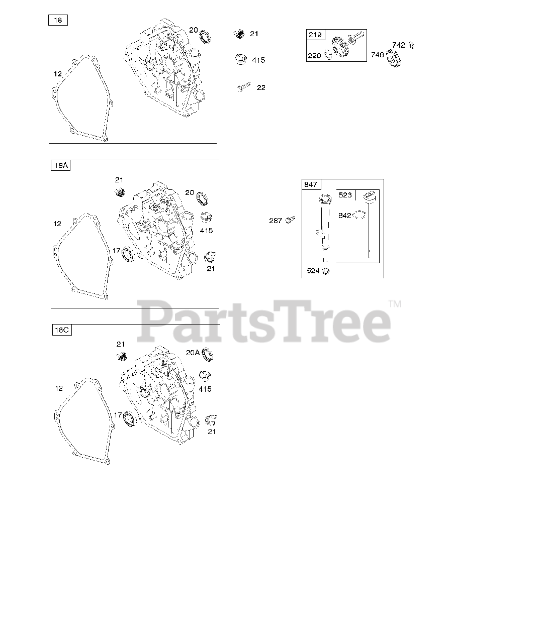 Briggs & Stratton 15C134-0128-E8 - Briggs & Stratton Horizontal Engine ...