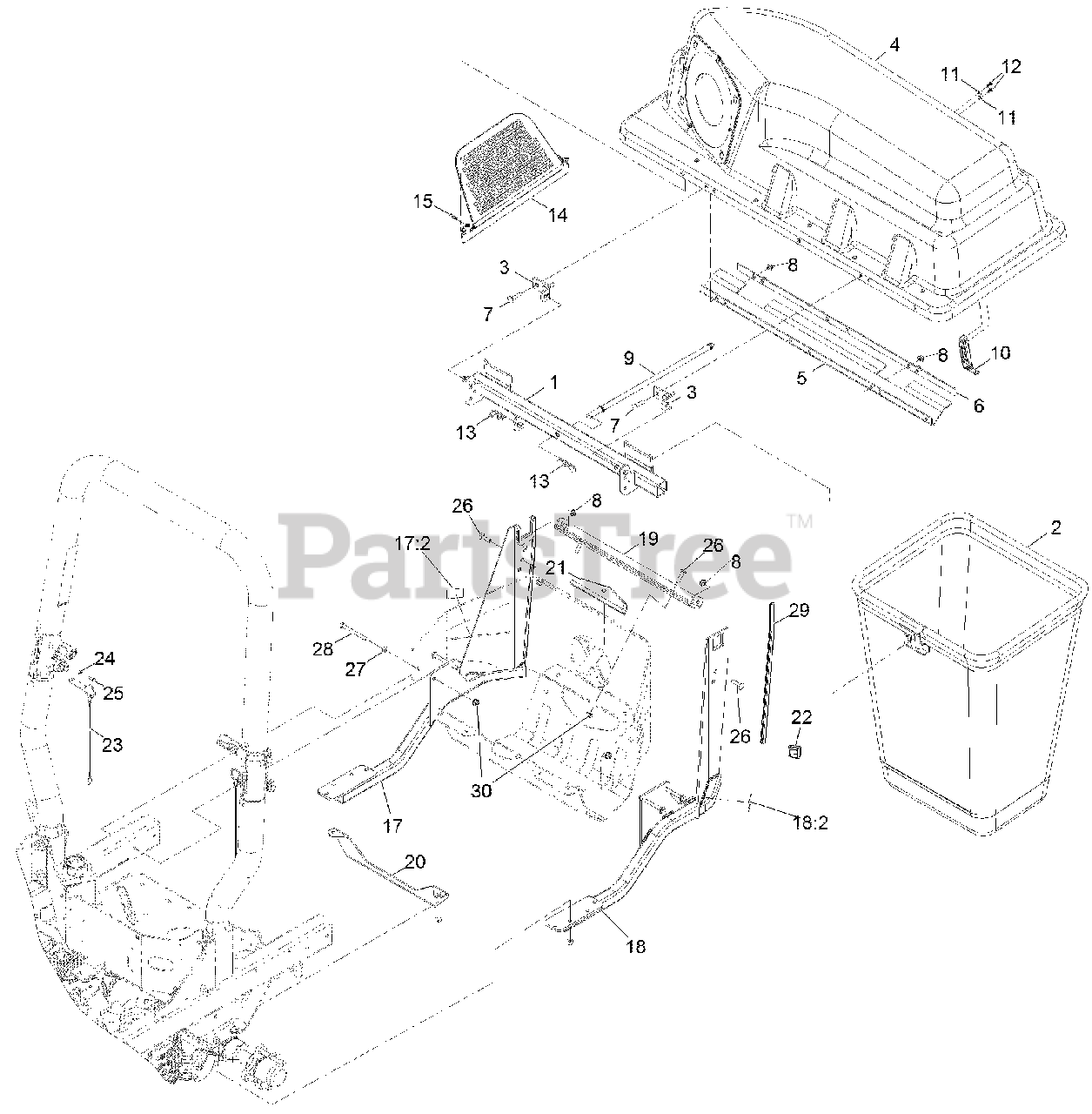Exmark 135-2604 - Exmark Radius Ultra Vac Bagger (SN: 404314159 ...