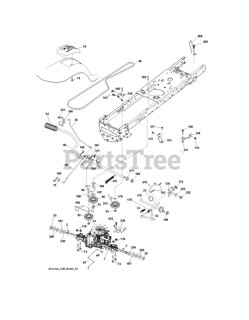 Husqvarna TS 142 L - Husqvarna 42" Garden Tractor DRIVE Parts Lookup ...