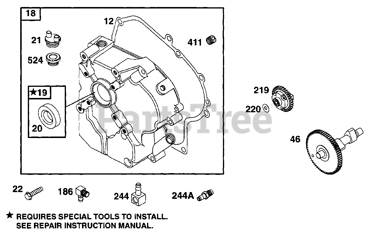 Briggs & Stratton 195422-1132-01 - Briggs & Stratton Horizontal Engine ...