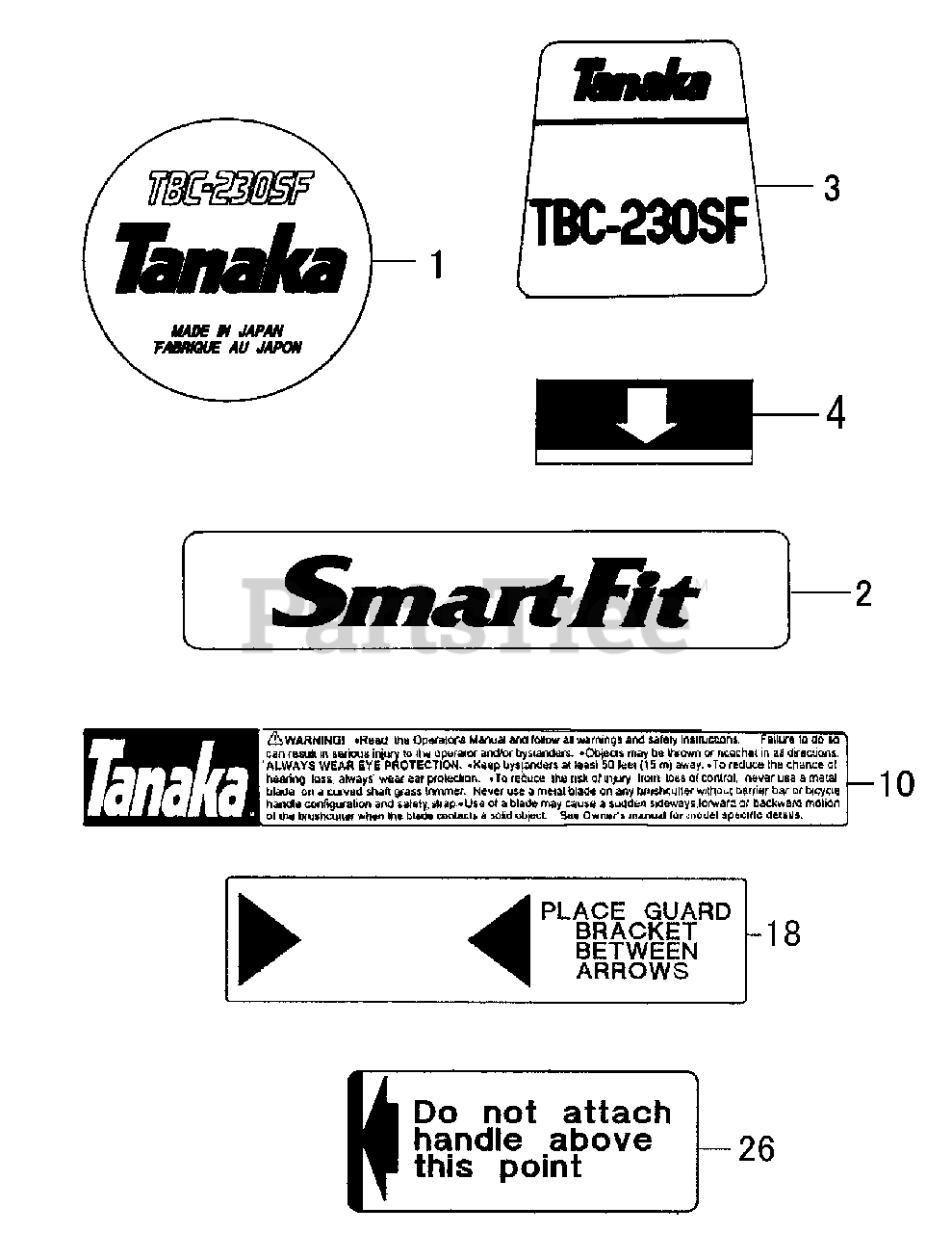 Tanaka TBC-230SF - Tanaka Smart Fit Multi-Tool Decals Parts Lookup with ...