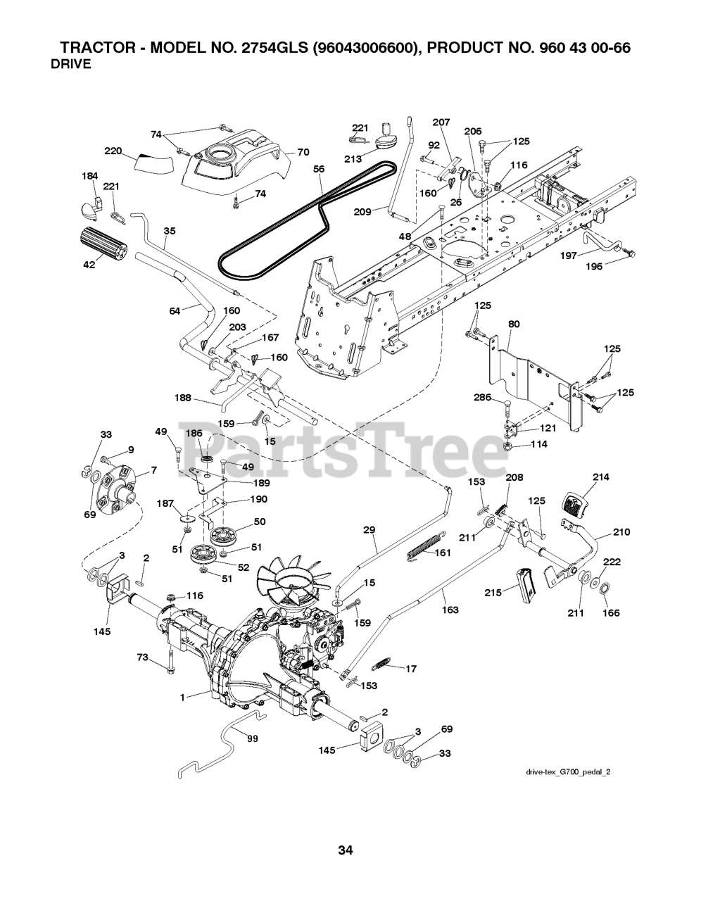 Husqvarna 2754 GLS (960430066-00) - Husqvarna 54" Lawn Tractor (2008-12 ...