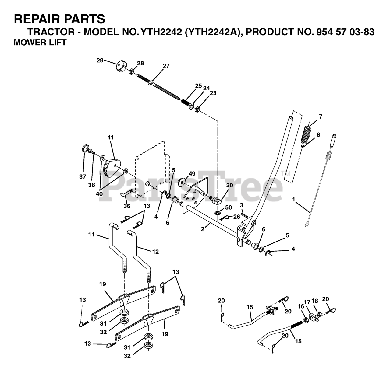 Husqvarna YTH 2242 (954570383) - Husqvarna 42" Yard Tractor (2003-01 ...