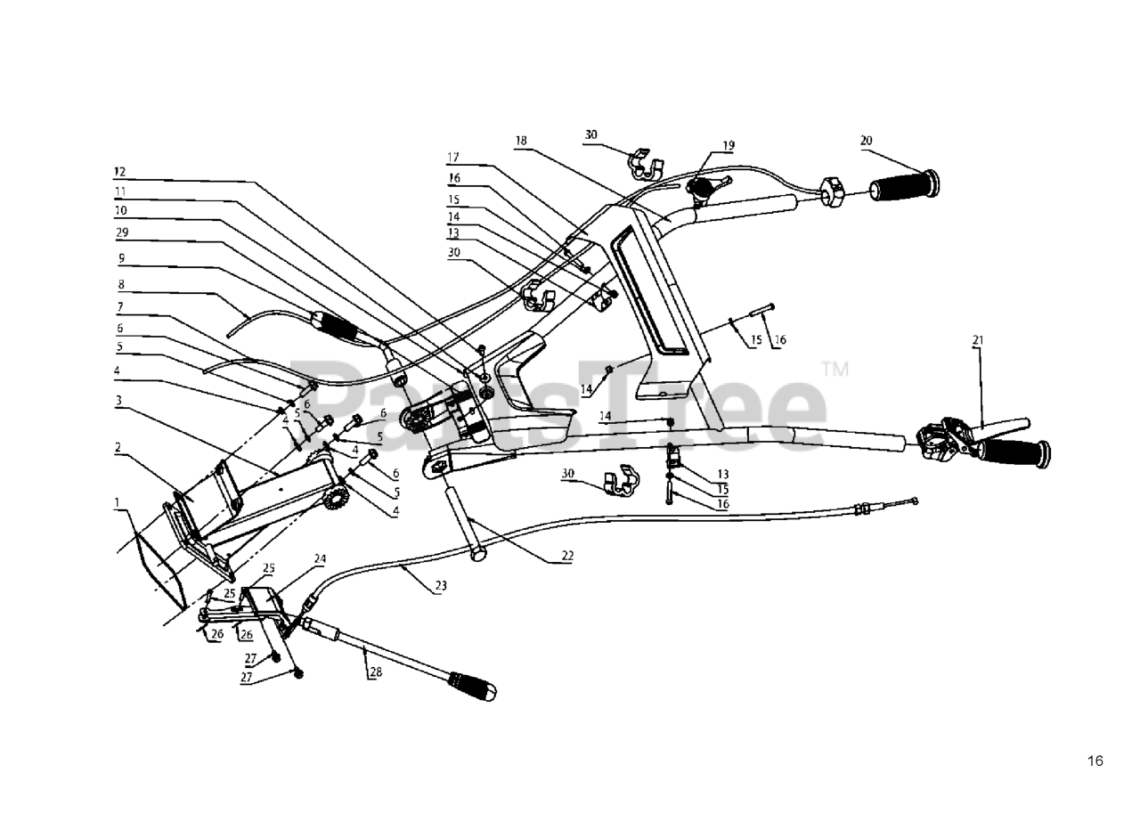 Husqvarna TF 230 - Husqvarna Front-Tine Tiller (Original) HANDLE ...
