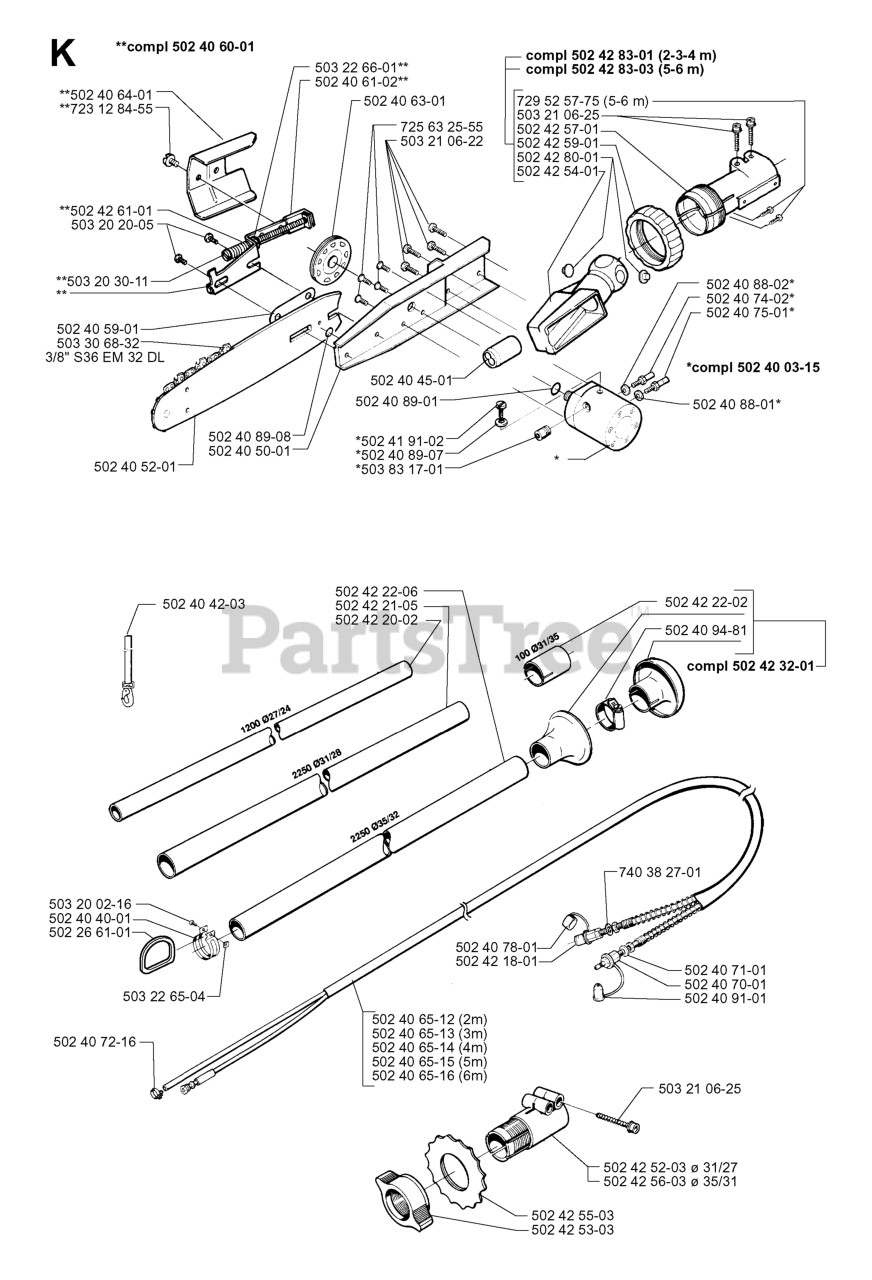 Husqvarna 250 PS - Husqvarna Pole Saw (SN: 19984000001 - 20023500000 ...