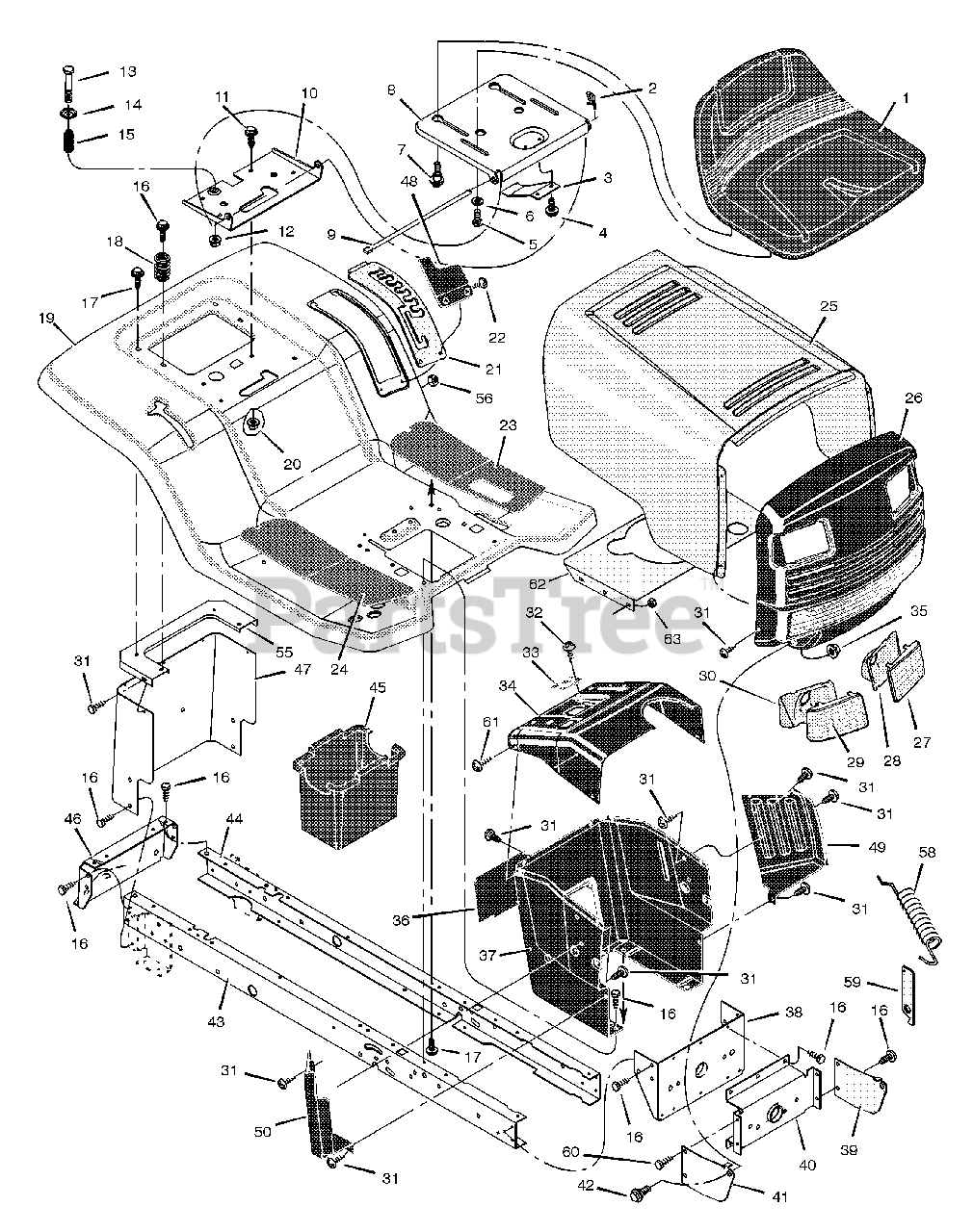 Murray 425008x8A - Murray 42" Lawn Tractor (2002) Chassis & Hood Parts ...