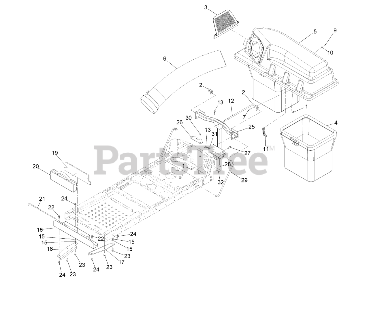Exmark 126-7508 - Exmark Bagger for 34" Zero-Turn Radius Riding Mower ...