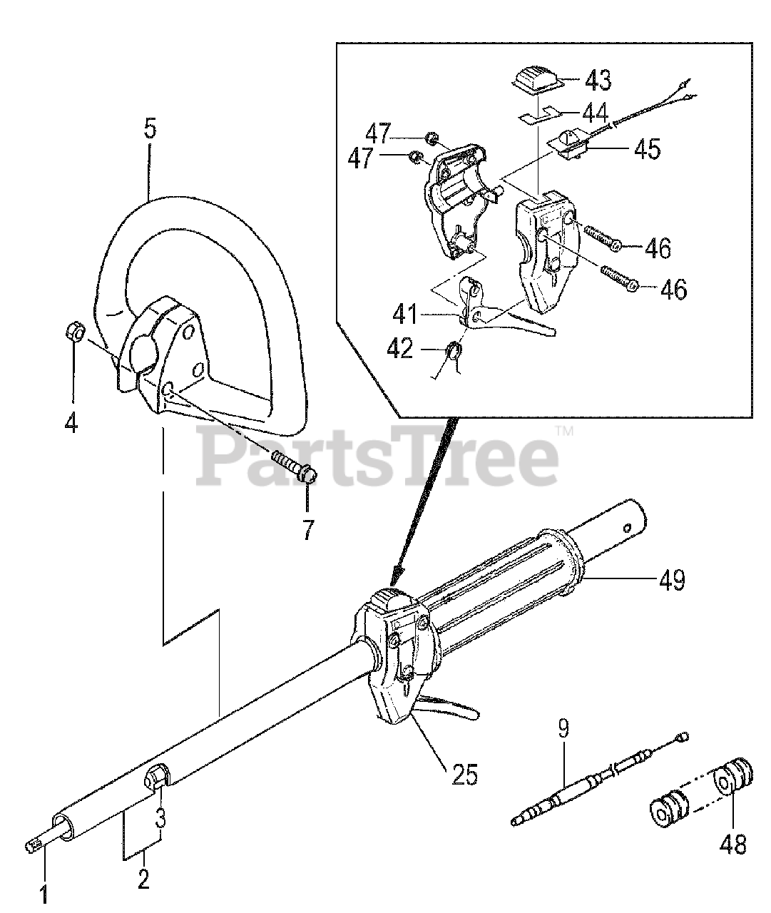Tanaka TBC-225 - Tanaka String Trimmer Drive Shaft & Front Handle Parts ...