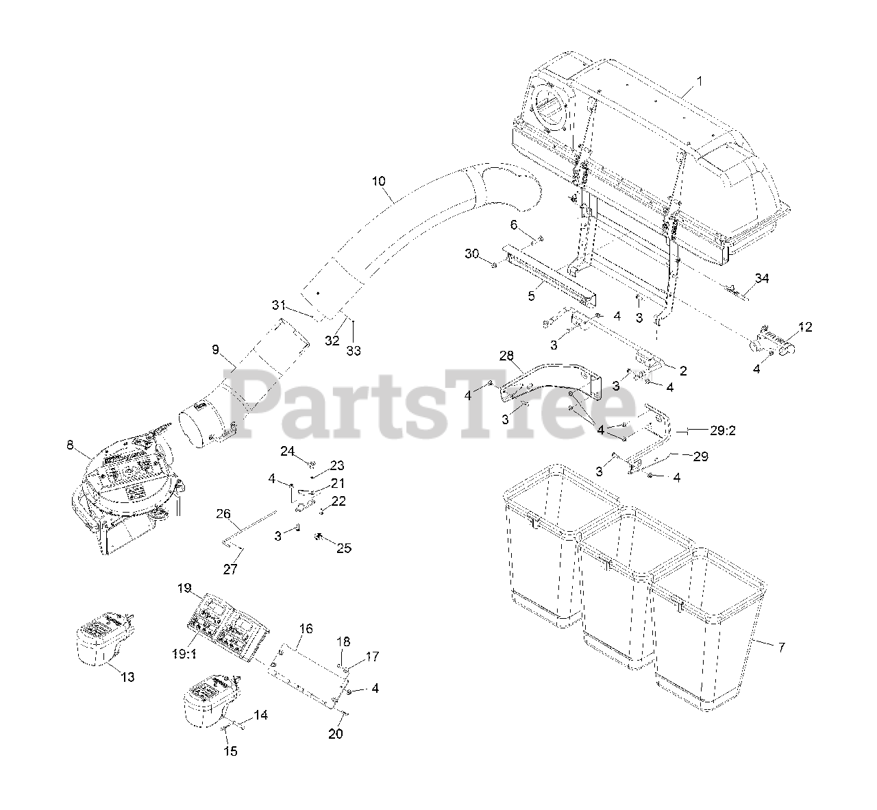 Exmark LZUV3B - Exmark Ultra Vac Triple Bagger for Lazer Z Mower (SN ...
