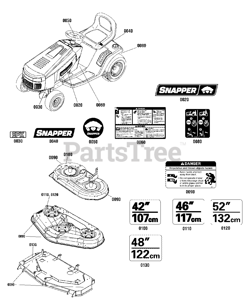 Snapper SPX 2342 (2691281-00) - Snapper LT150 Series 42" Lawn Tractor ...