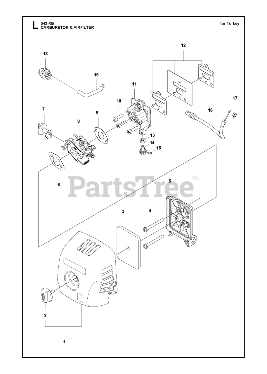 Husqvarna 543 RB - Husqvarna Brush Cutter CARBURETOR & AIR FILTER 2 ...