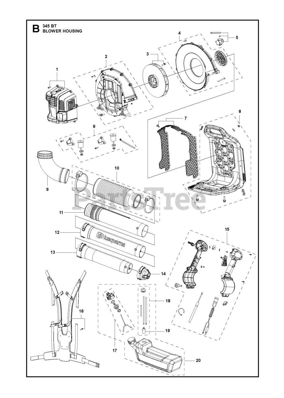 Husqvarna 345 BT - Husqvarna Backpack Blower BLOWER HOUSING Parts ...