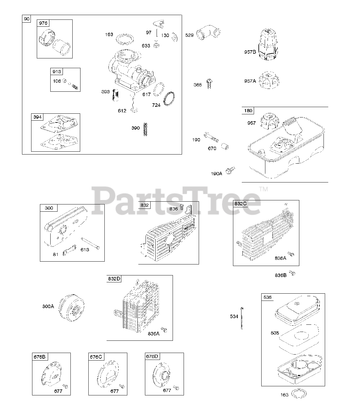 Briggs & Stratton 9T502-2009-B1 - Briggs & Stratton Vertical Engine Air ...