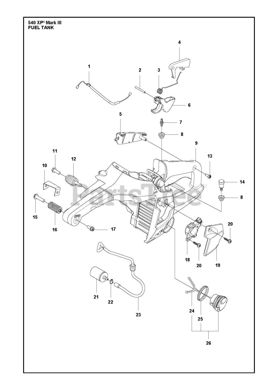 Husqvarna 540 XP Mark III - Husqvarna Chainsaw FUEL TANK Parts Lookup ...