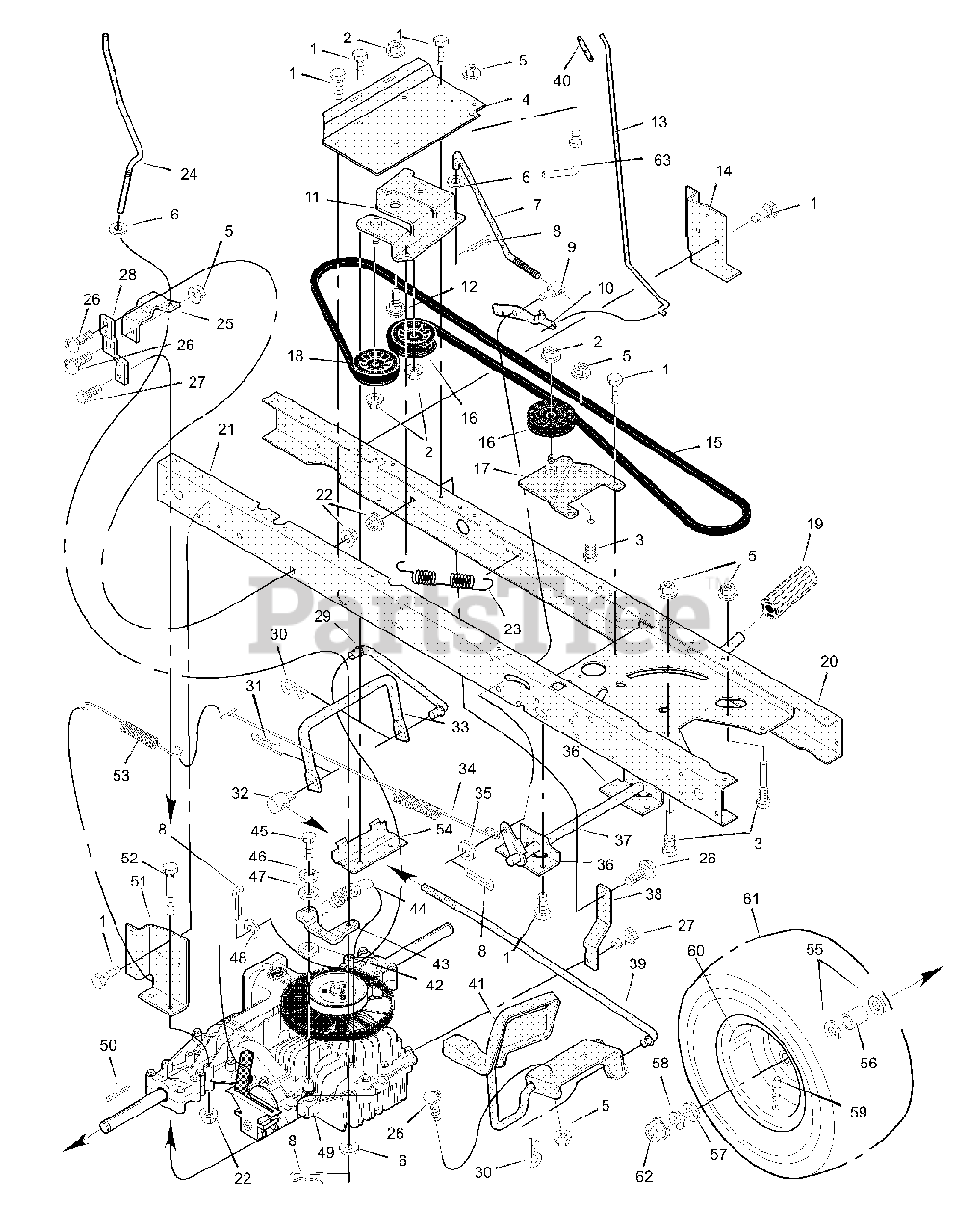 Murray 42590x92A - Murray 42" Lawn Tractor (1998) Motion Drive Parts ...
