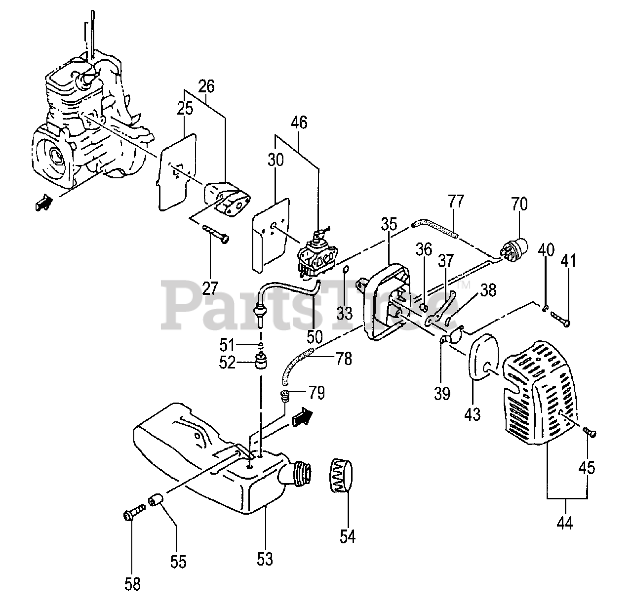Tanaka HTD-2526PF - Tanaka 26" Hedge Trimmer Carburetor, Fuel Tank ...