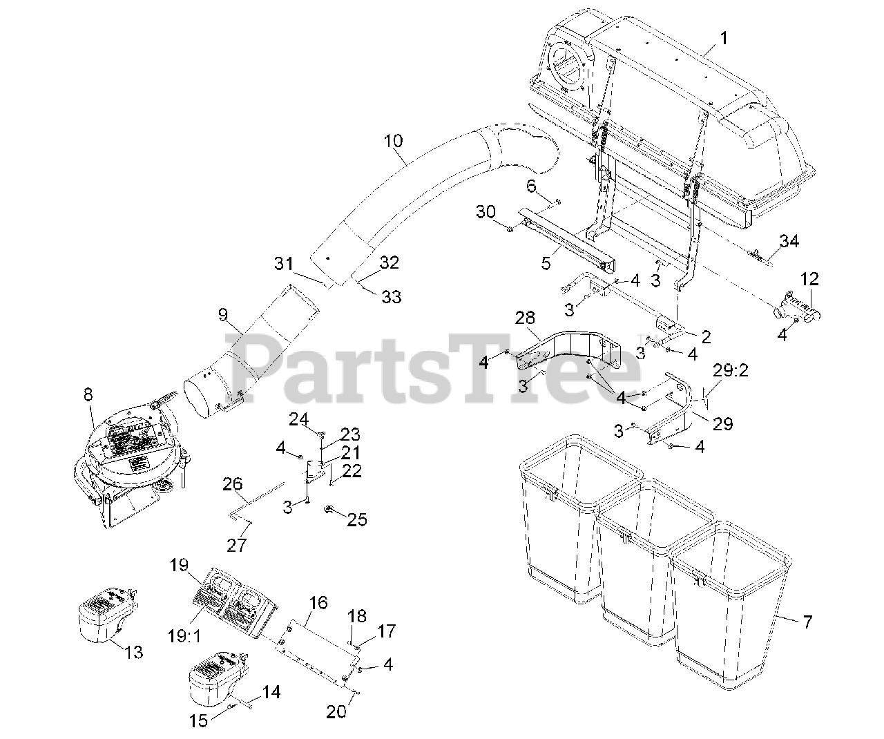 Exmark LZUV3B - Exmark Ultra Vac Triple Bagger for Lazer Z Mower (SN ...