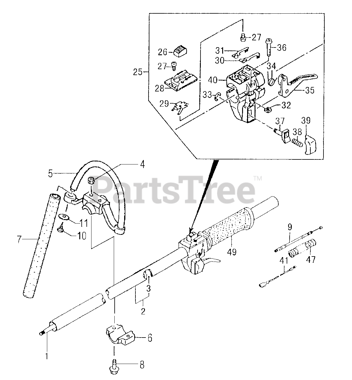Tanaka TBC-280 - Tanaka String Trimmer Drive Shaft & Front Handle Parts ...