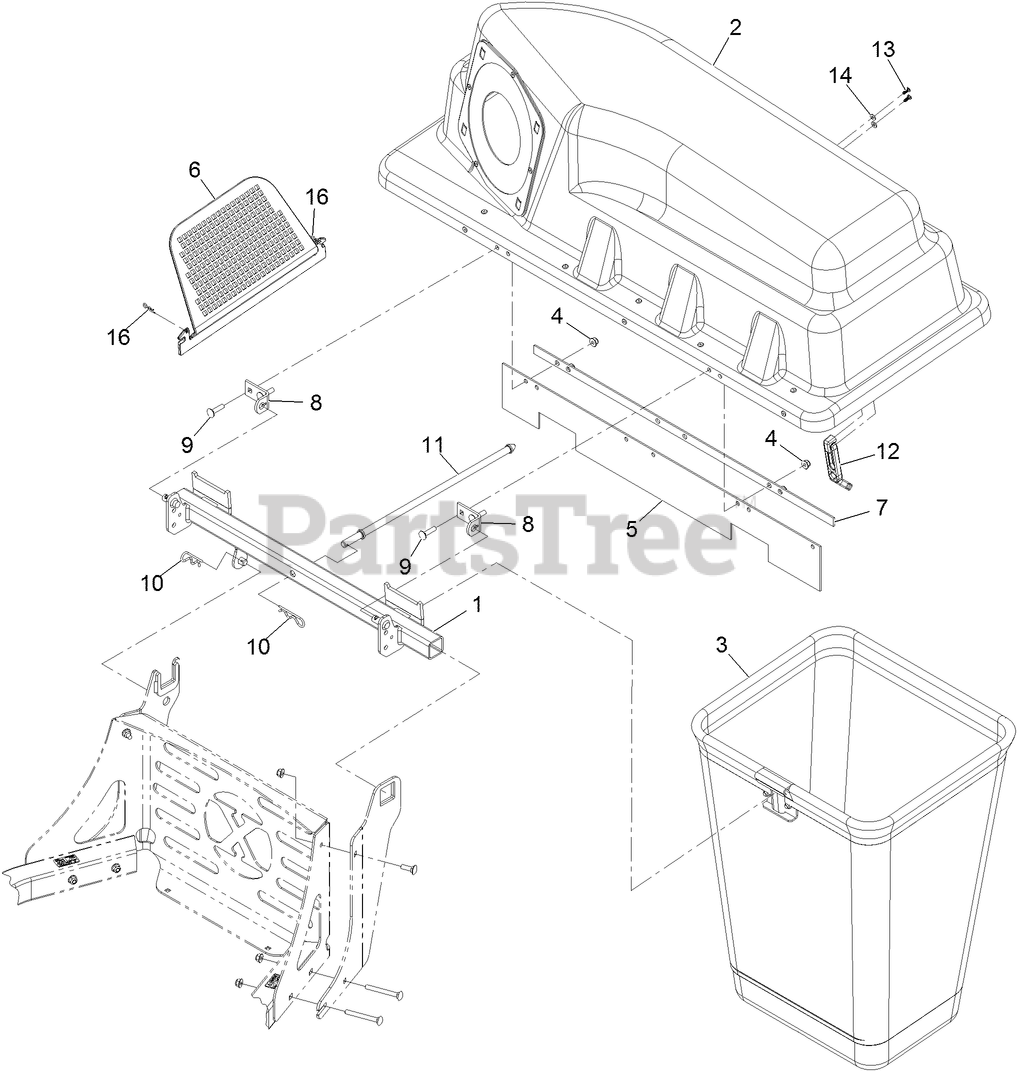 Exmark 116-3001 - Exmark Ultra Vac Bagger for Pioneer Mower (SN ...