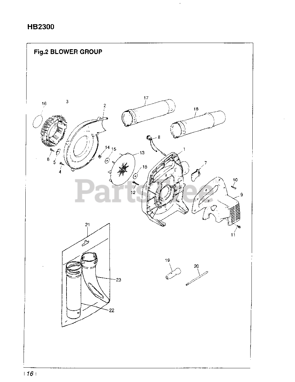 RedMax HB 2300 - RedMax Handheld Blower (1997-10) 016 - BLOWER GROUP ...